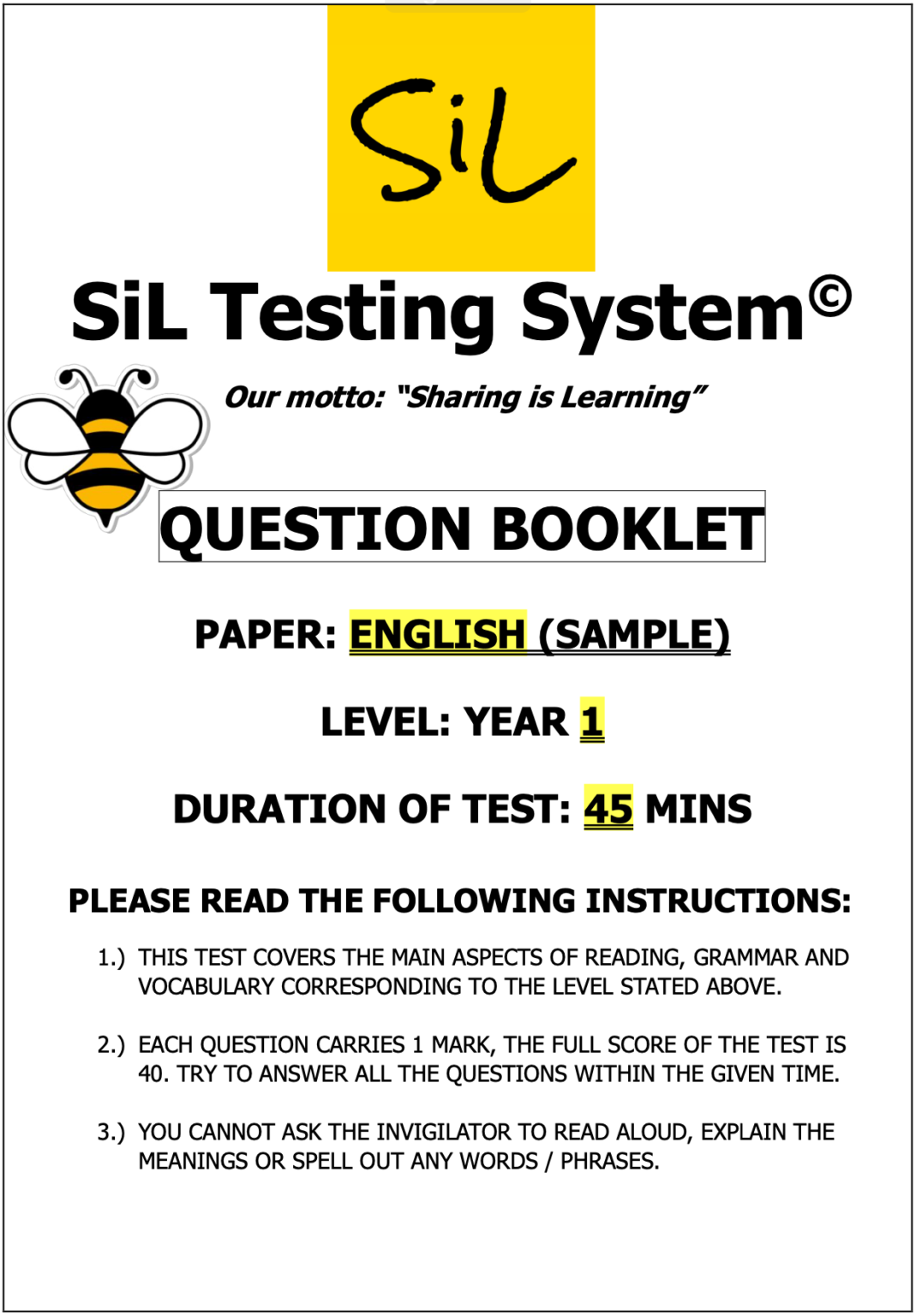SiL - Sample Papers, Answer Keys and Curriculum Frameworks