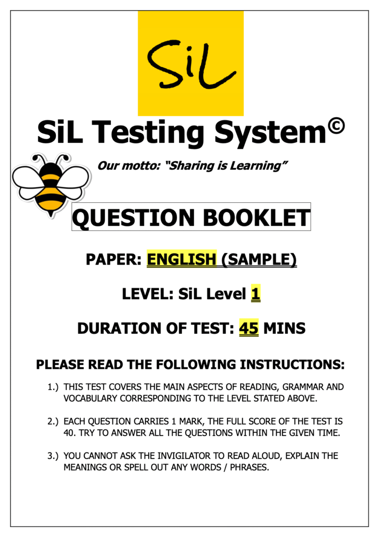 SiL Testing System - English Sample Papers, Answer Keys and Curriculum ...