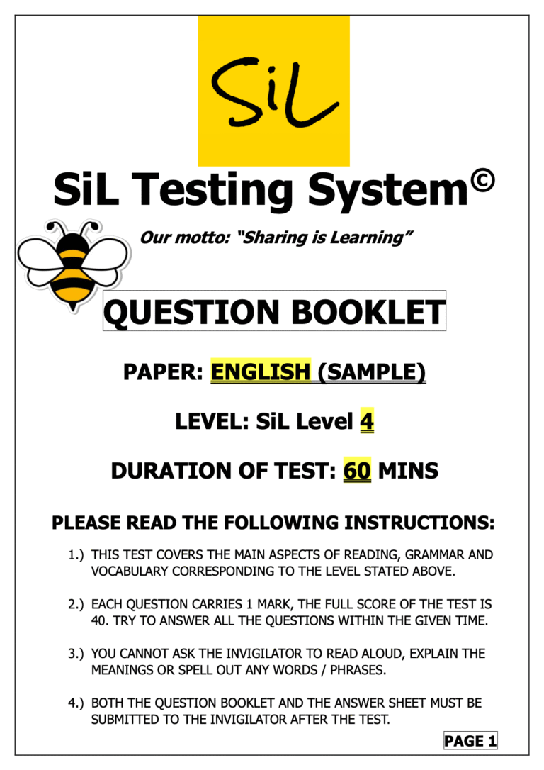 SiL Testing System - English Sample Papers, Answer Keys and Curriculum ...